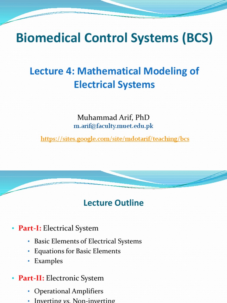 Lecture 4-Mathematical Modeling of Electrical Systems | PDF ...