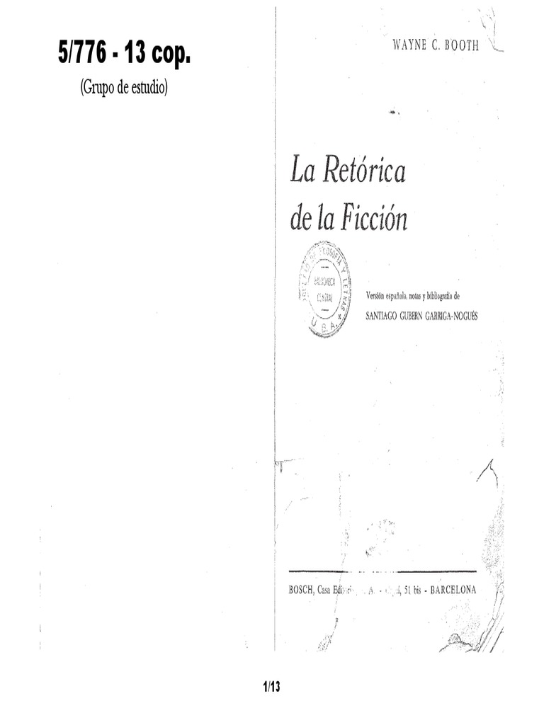 La Retorica de La Ficcion Wayne C Booth PDF | PDF
