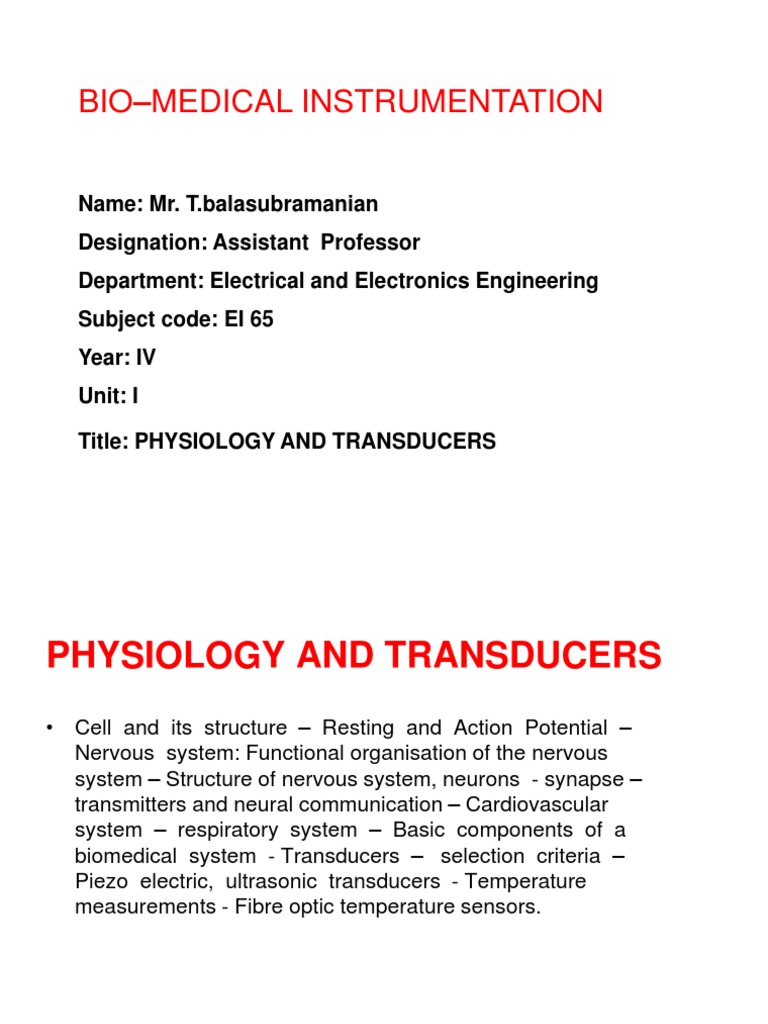 Ei 65 Unit 1 | PDF | Chemical Synapse | Nervous System