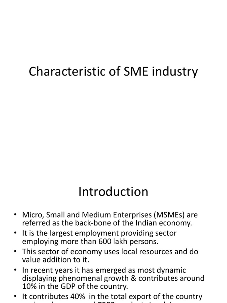 Characteristic of SME Industry | PDF | Small And Medium Sized ...