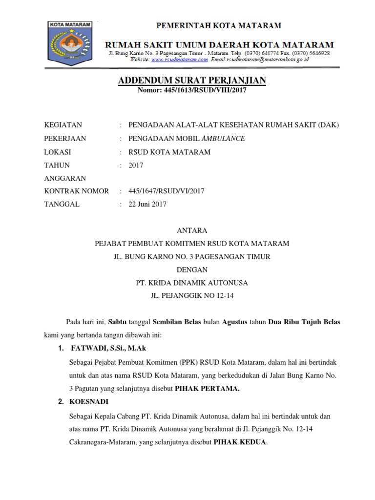 aDDENDUM Kontrak 2017 | PDF