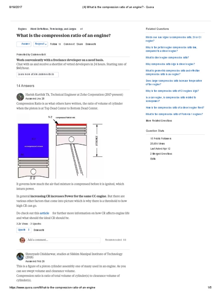 (4) What is the Compression Ratio of an Engine | Internal Combustion ...