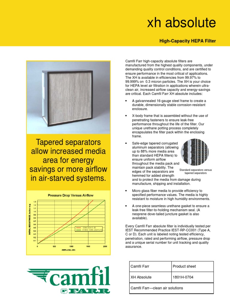 Camfil Farr XH Absolute PDF | PDF | Building Engineering | Materials