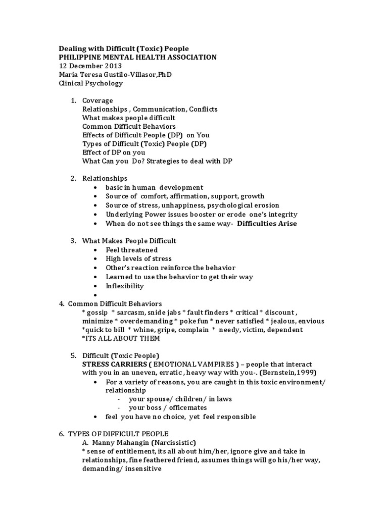 Dealing With Difficult People Handout | PDF | Stress (Biology) | Behavior