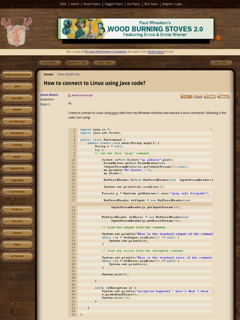 How To Connect To Linux Using Java Code Java Api Forum