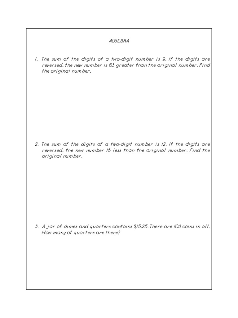 Solving Word Problems Involving Percentages, Rates, Mixtures, and ...