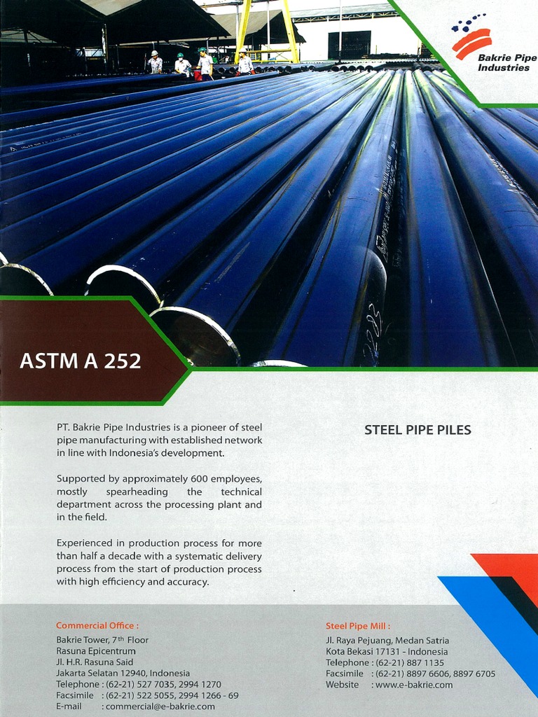 Brochure Pipa Baja Terbaik Bakrie Astm A 252 PDF | PDF