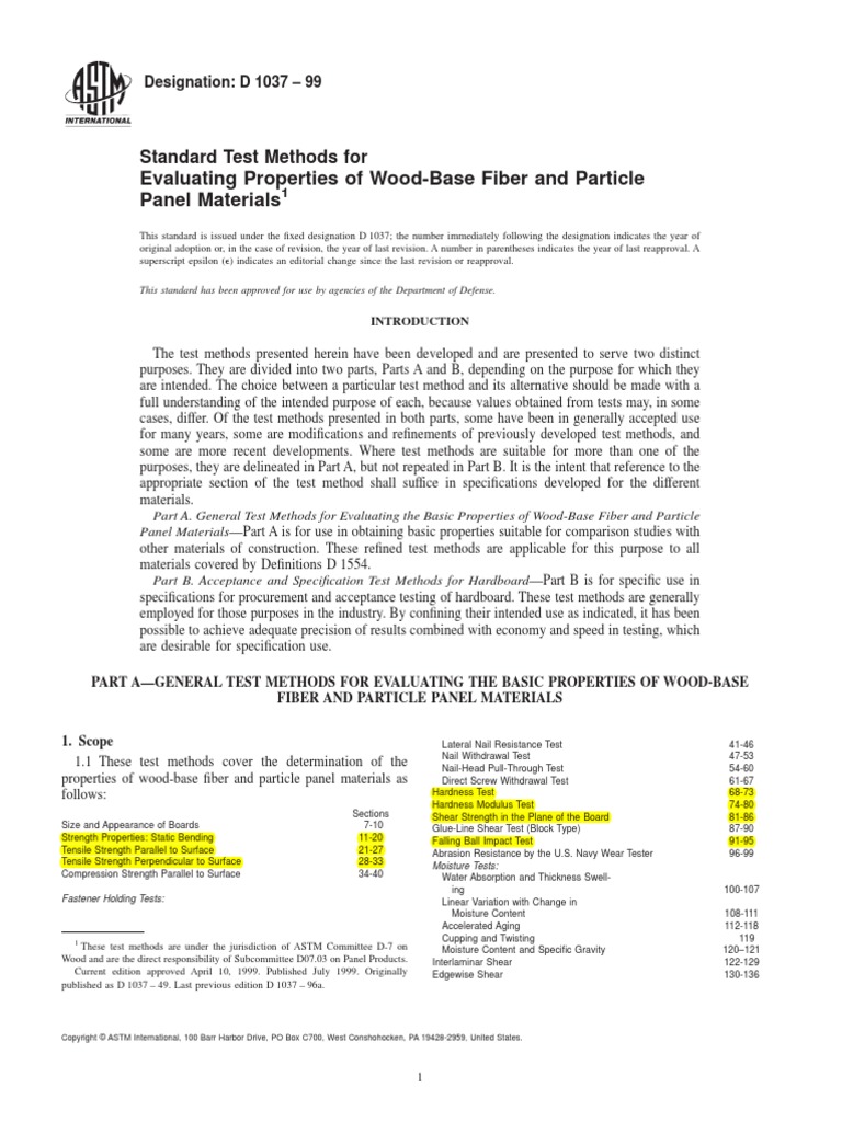 Astm D 1037 1999 | PDF | Strength Of Materials | Stress (Mechanics)