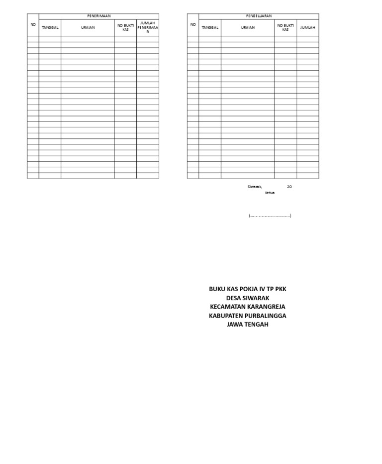 Format Buku Kas PKK | PDF