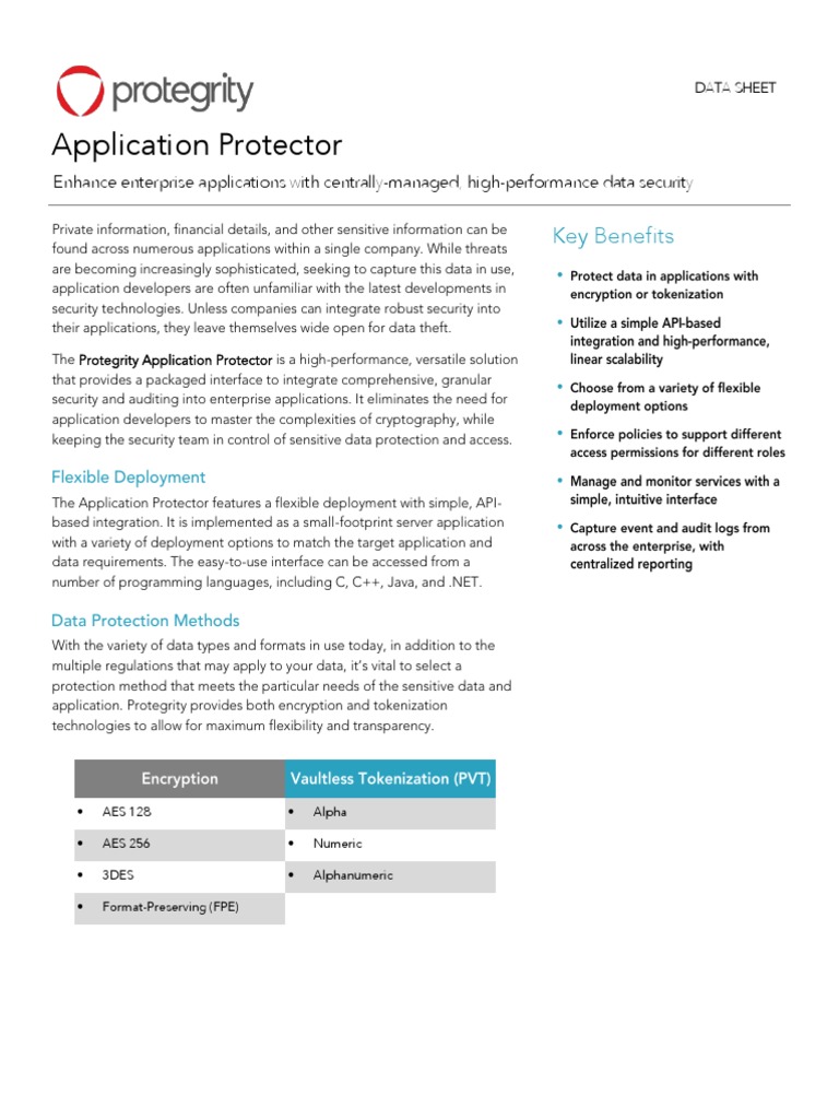 Protegrity Application Protector Data Sheet | PDF | Application ...