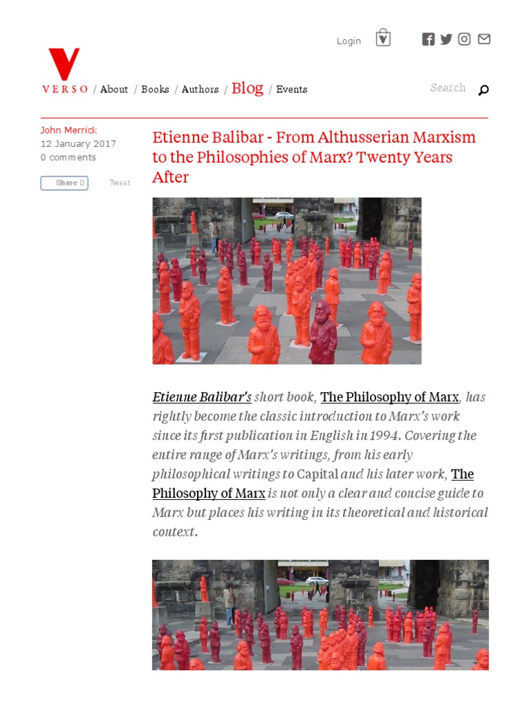 Etienne Balibar - From Althusserian Marxism To The Philosophies of Marx ...