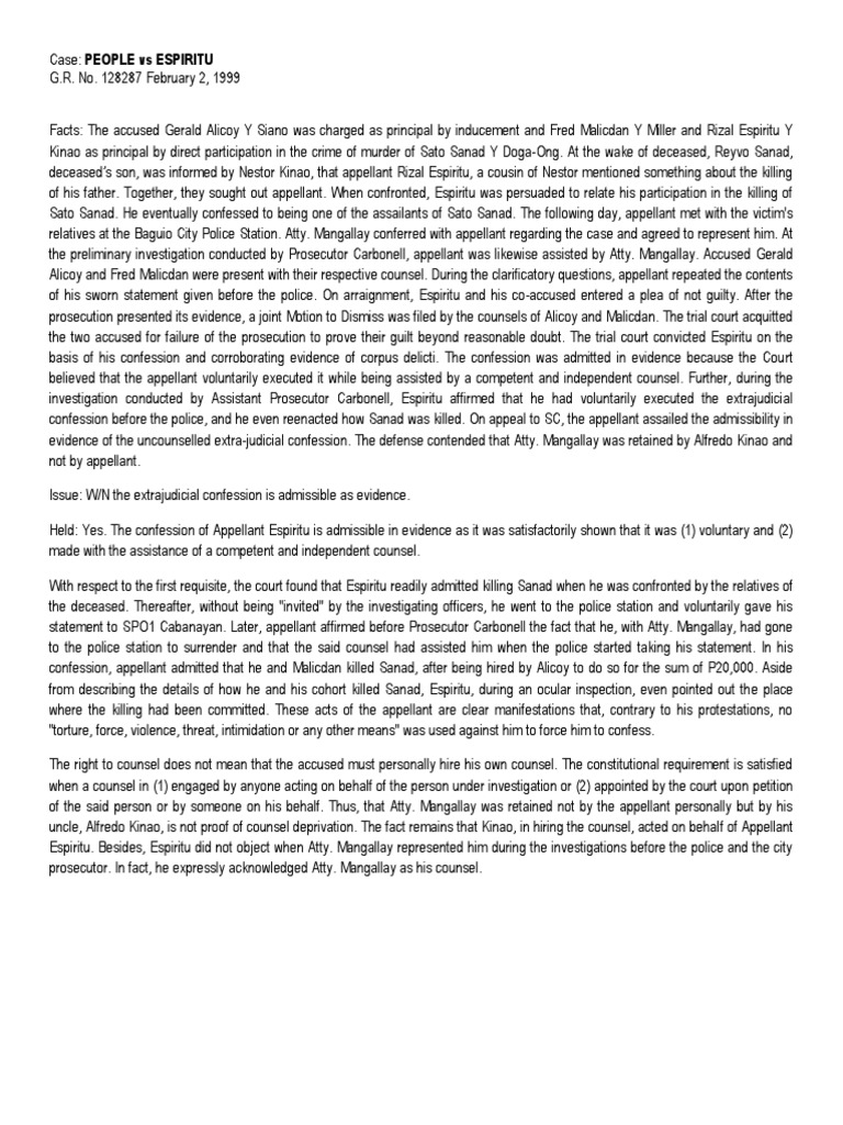 The Supreme Court Rules that an Extrajudicial Confession is Admissible ...
