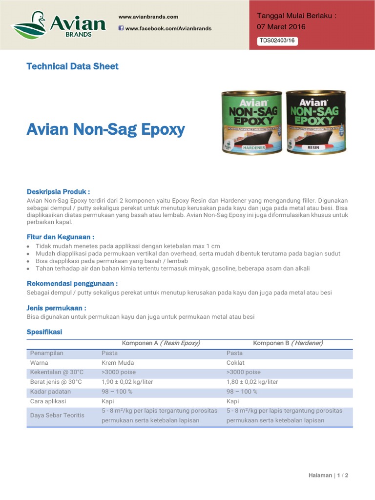 Avian Non-Sag Epoxy | PDF