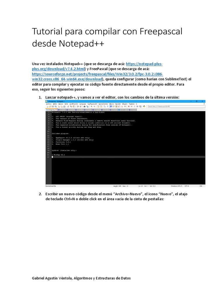 Tutorial Configuración de Notepad | PDF | Compilador | Ingeniería de ...