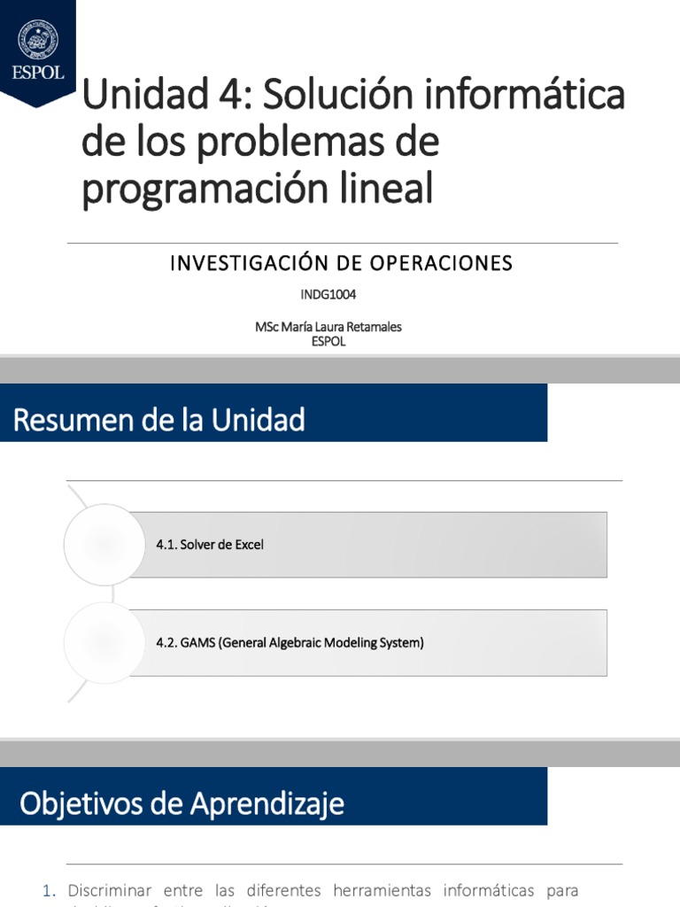 Unidad 4 - Solver + Gams | PDF | Programación lineal | Función ...