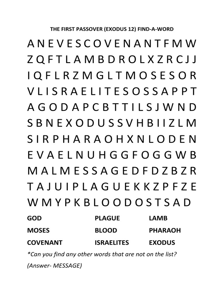 The First Passover Find A Word | PDF