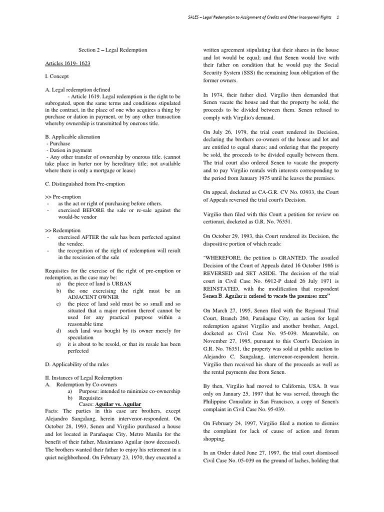 Chapter 8 Legal Redemption and Assignment | Download Free PDF ...