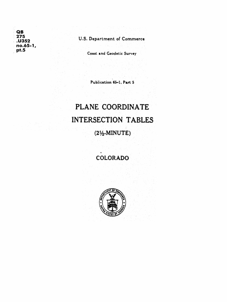 Colorado Plane Coordinate Intersection Tables | PDF | Latitude | Navigation