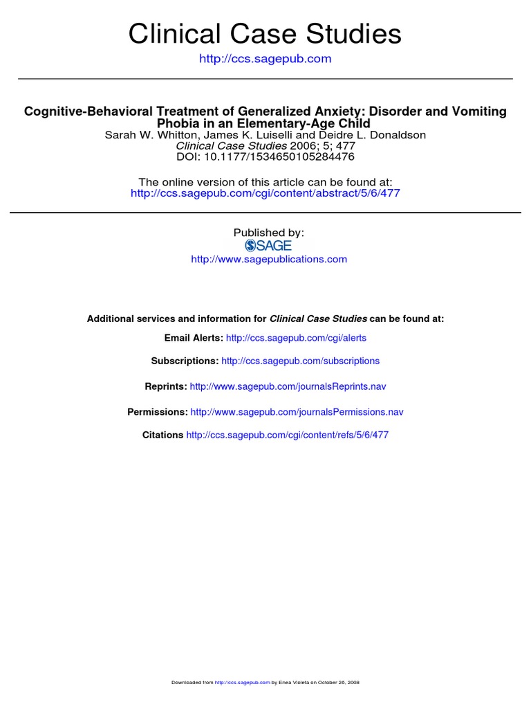 Clinical Case Studies | PDF | Generalized Anxiety Disorder | Anxiety ...