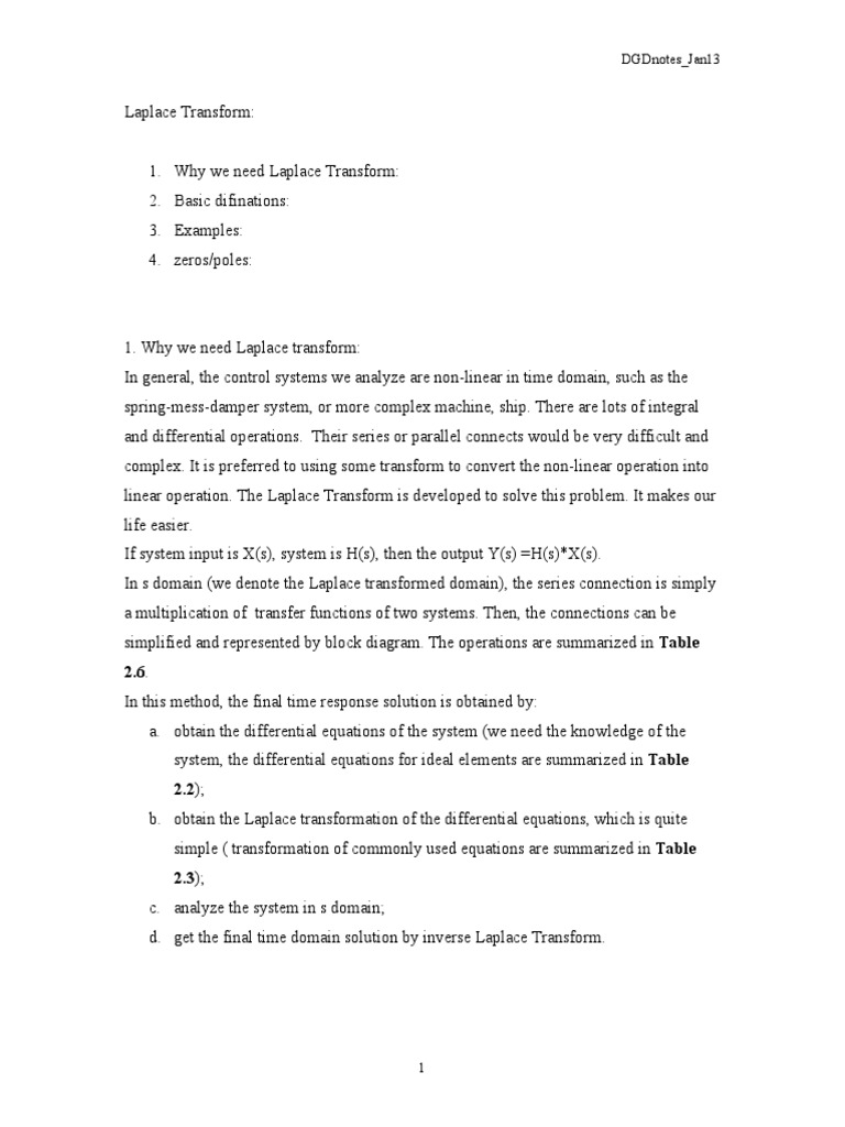 An Introduction to Laplace Transforms: Explaining Their Uses and ...