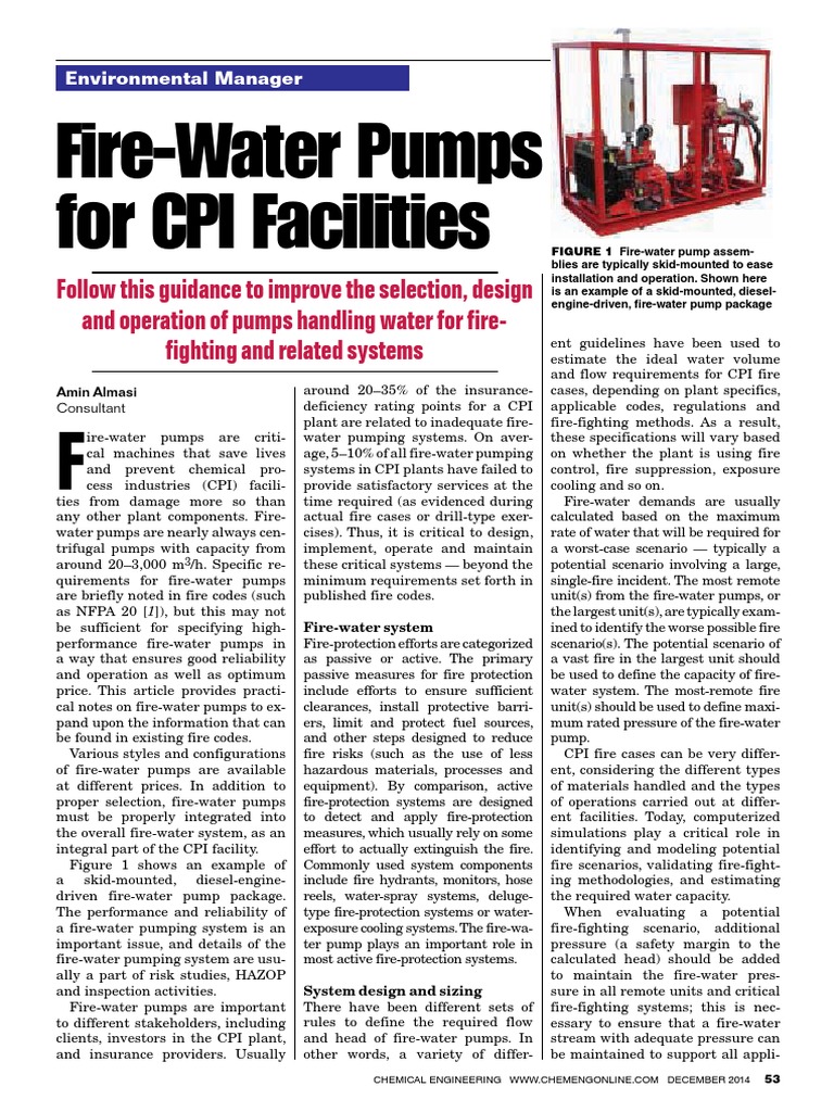 Fire Water Pumps For CPI Facilities (CE) | PDF | Pump | Diesel Engine
