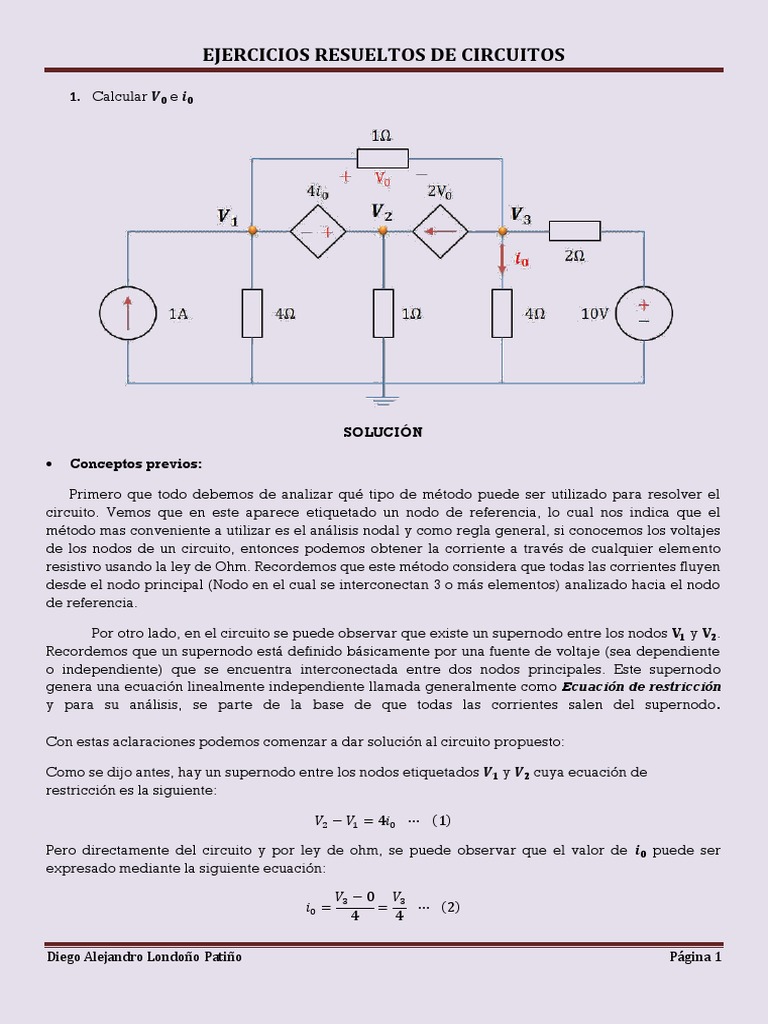 Ejercicios Resueltos de Circuitos | PDF | Ecuaciones | Corriente eléctrica
