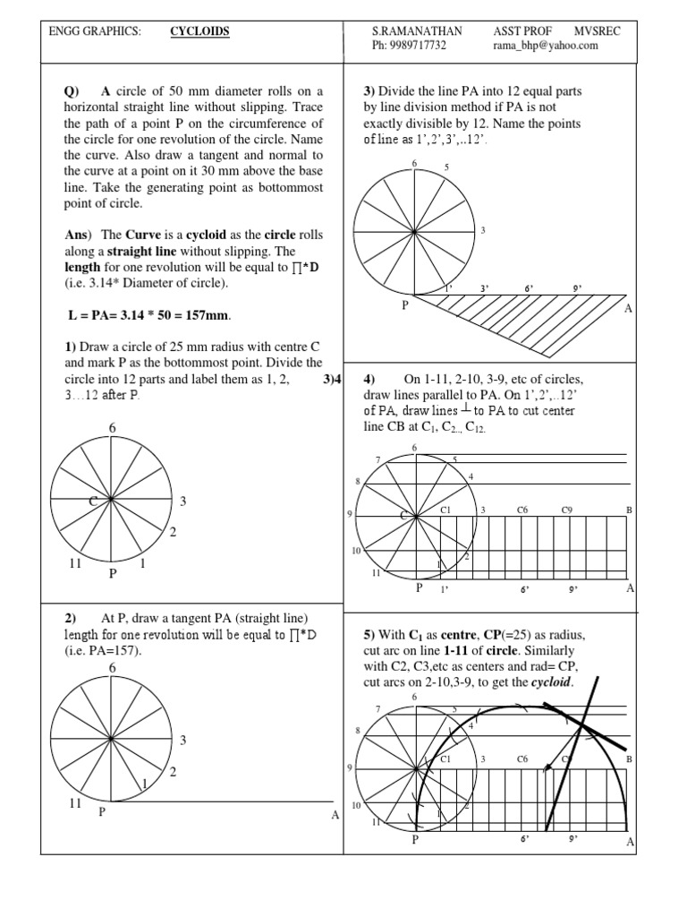Constructing a Cycloid in AutoCAD | PDF | Circle | René Descartes