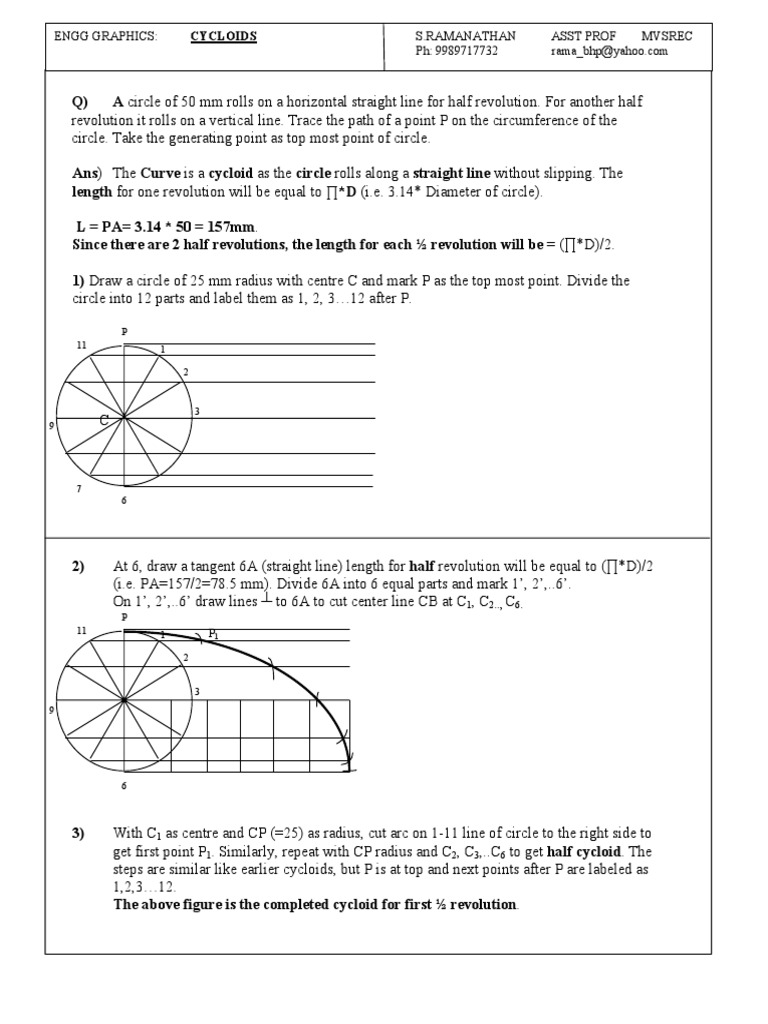 1.3 Cycloid Vertical Construction | PDF | Circle | Geometric Shapes