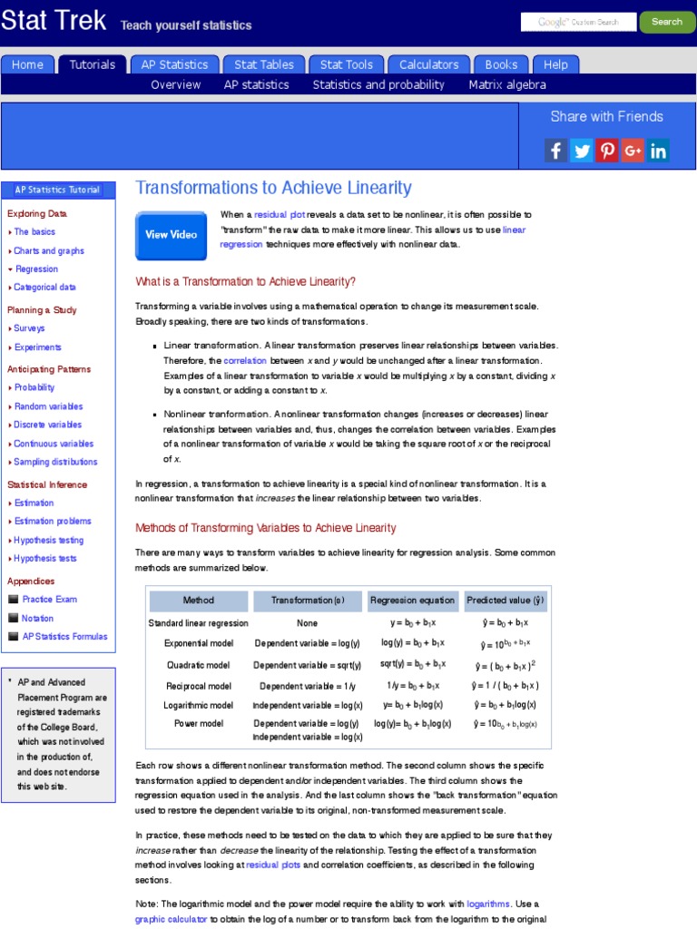 Transformations of Variables | PDF | Statistics | Regression Analysis