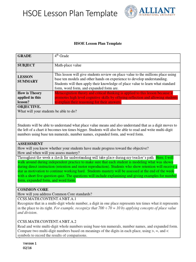 Critical Thinking and Learning Lesson Plan Week 6 | PDF | Metacognition ...