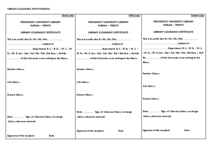 Library Clearance for Students Final | Academic Degree | Vocational ...