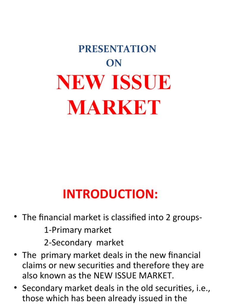 Overview of New Issue Market Functions | PDF | Securities (Finance ...