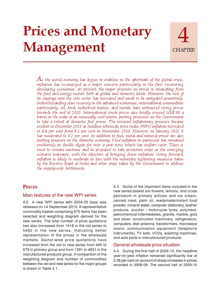 Prices and Monetary Management: Main Features of The New WPI Series | PDF