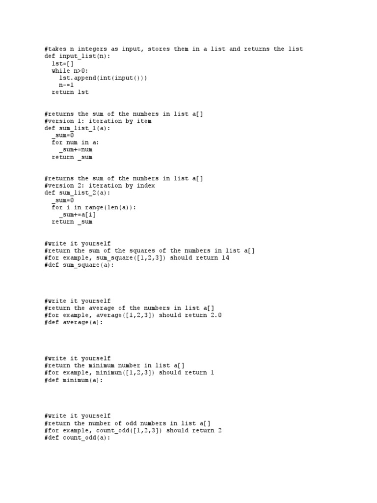 Practice Problems On List and Dictionary | PDF | String (Computer Science) | Matrix (Mathematics)