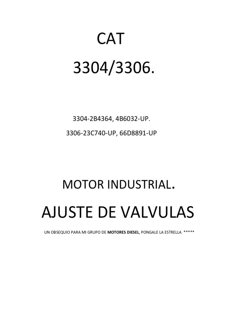 Torque y calibración motor Caterpillar 3306 | PDF