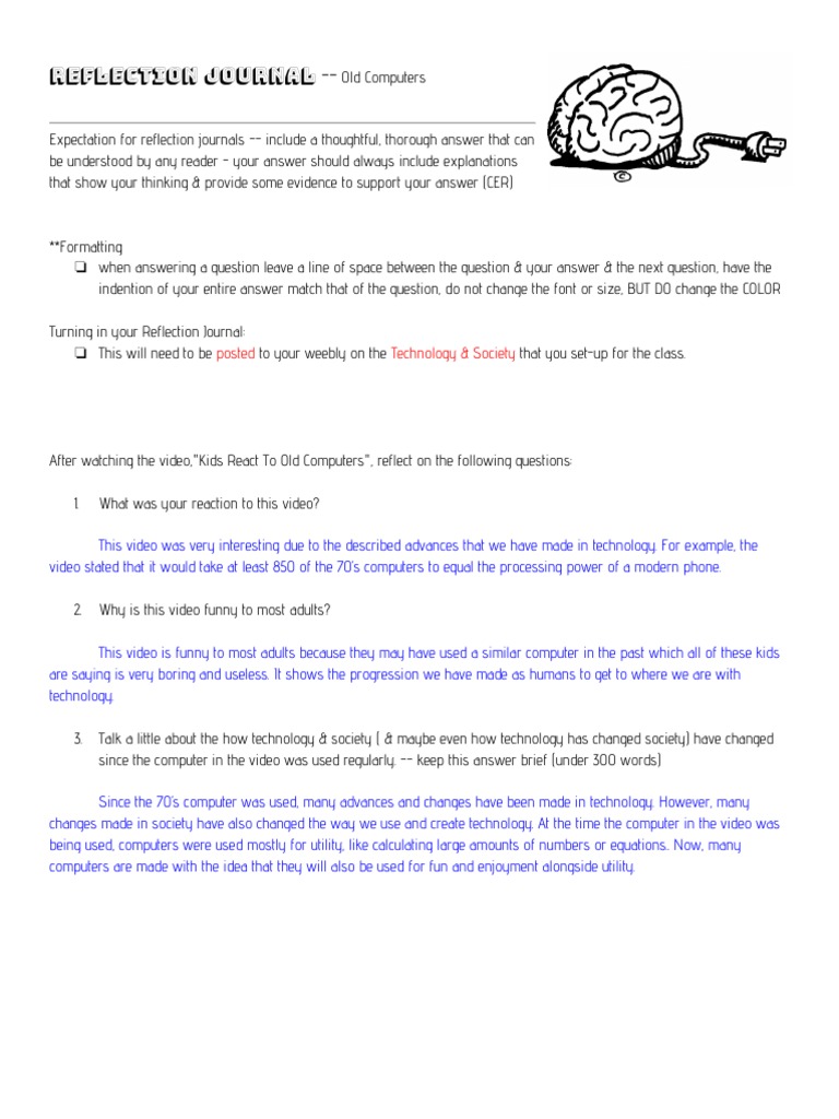 Old Computers Reflection Journal | PDF | Games & Activities | Computers