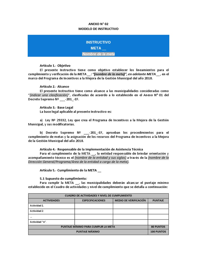 Anexo 2 - Modelo de Instructivo | PDF | Economias | Business