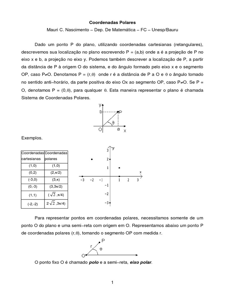 Coordenadas Polares PDF | PDF | Métodos e Materiais de Ensino