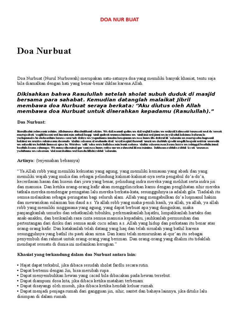 Doa Nurbuat | PDF