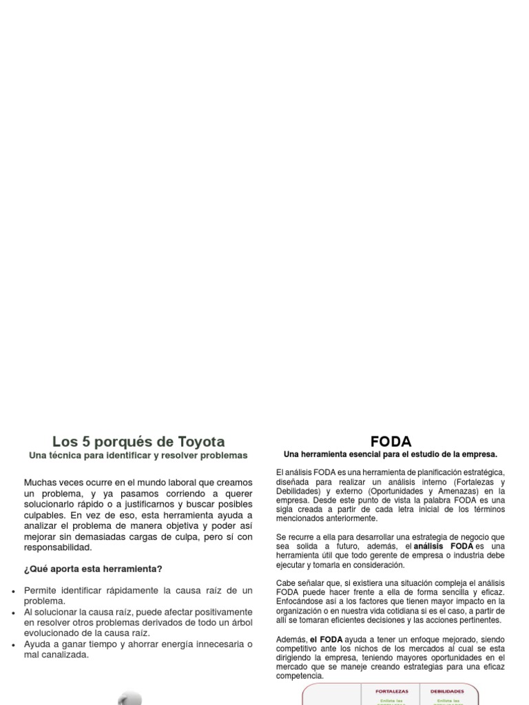 Los 5 Porqués de Toyota y Diagnóstico | PDF | Análisis FODA | Educación ...