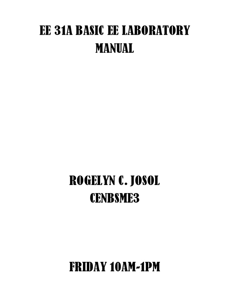 Ee 31A Basic Ee Laboratory Manual | PDF