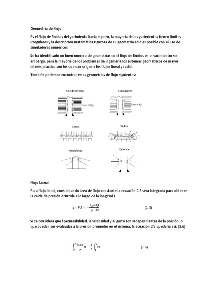 Geometria de Flujo, Flujo Lineal y Radial | PDF