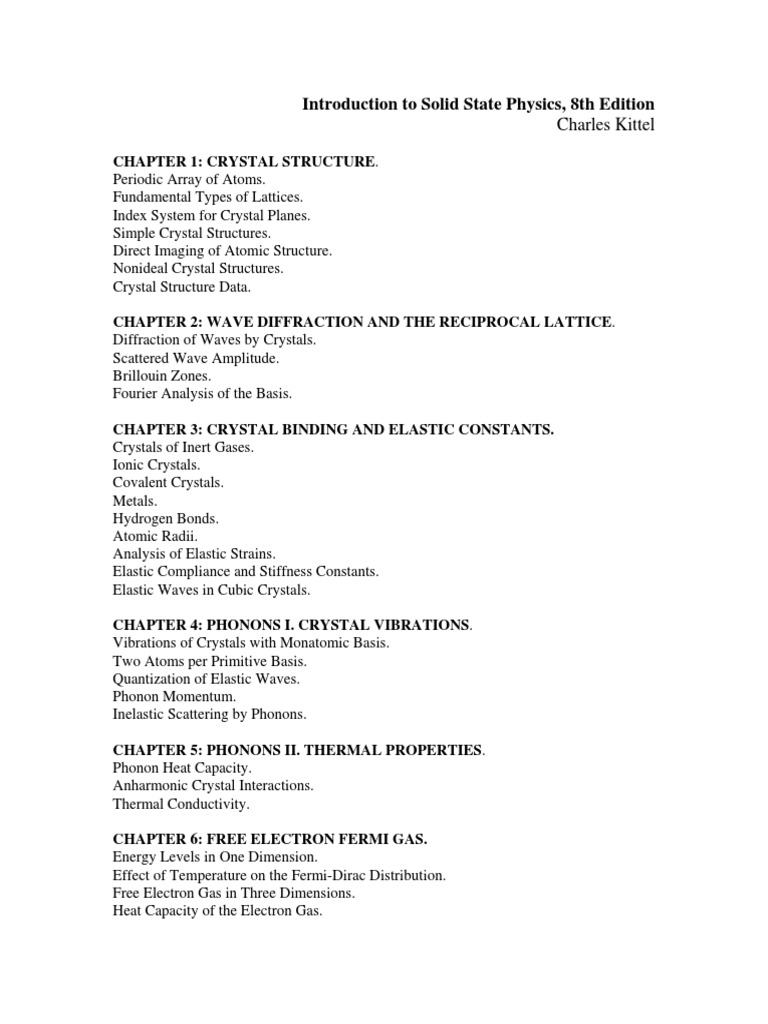 Kittel's Solid State Physics Solutions | PDF