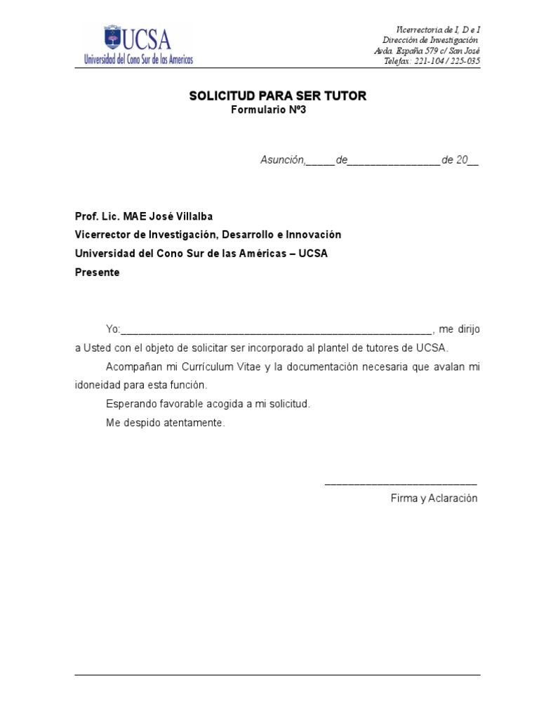 Solicitud para Ser Tutor | PDF