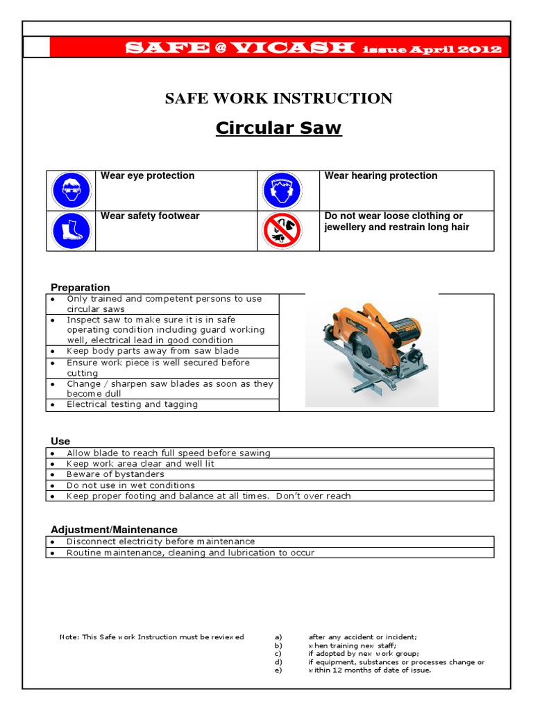 Circular Saw Safety | PDF