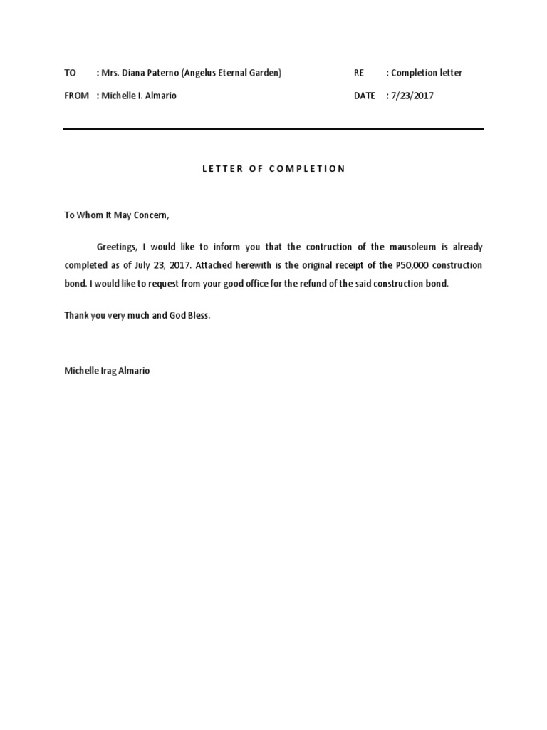 Completion Letter | PDF