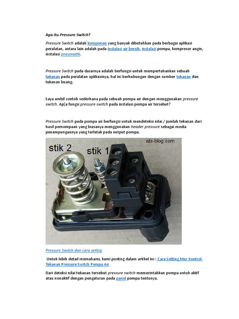 Apa Itu Pressure Switch | PDF
