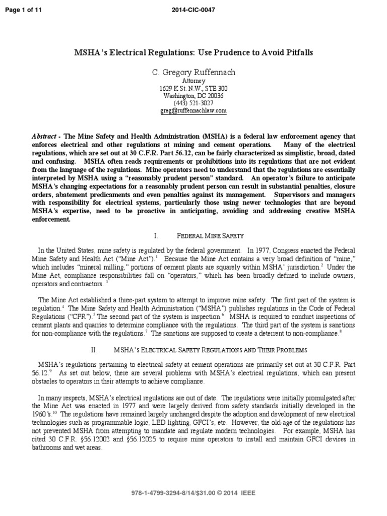 MSHA's Electrical Regulations: Use Prudence To Avoid Pitfalls ...