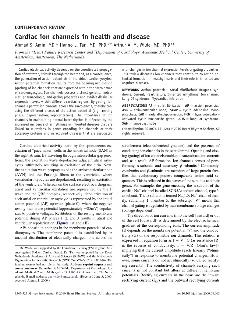 Cardiac Ion Channels PDF | PDF | Cardiac Arrhythmia | Ion Channel