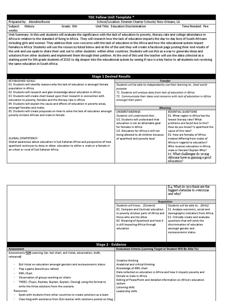 TGC Fellow Unit Template : Transfer | PDF | Multilingualism | Apartheid